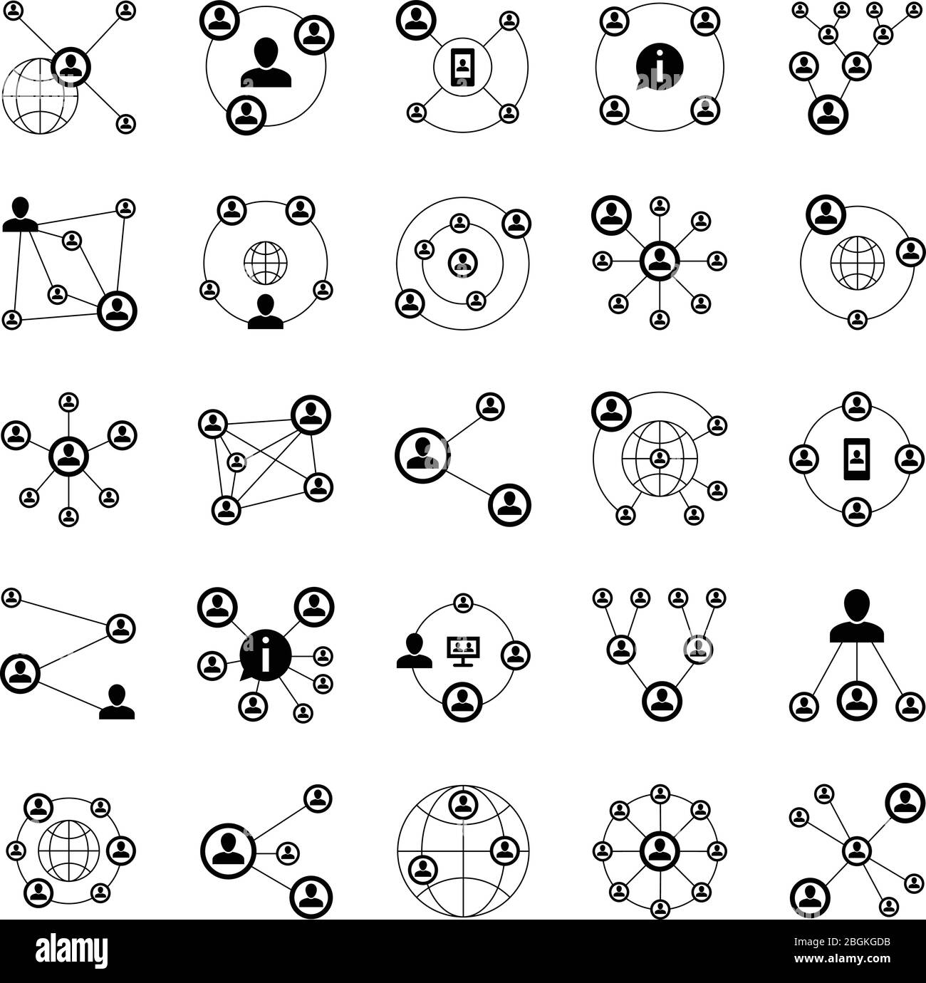 People socia networks, intranet relationship connection icons. Human ...