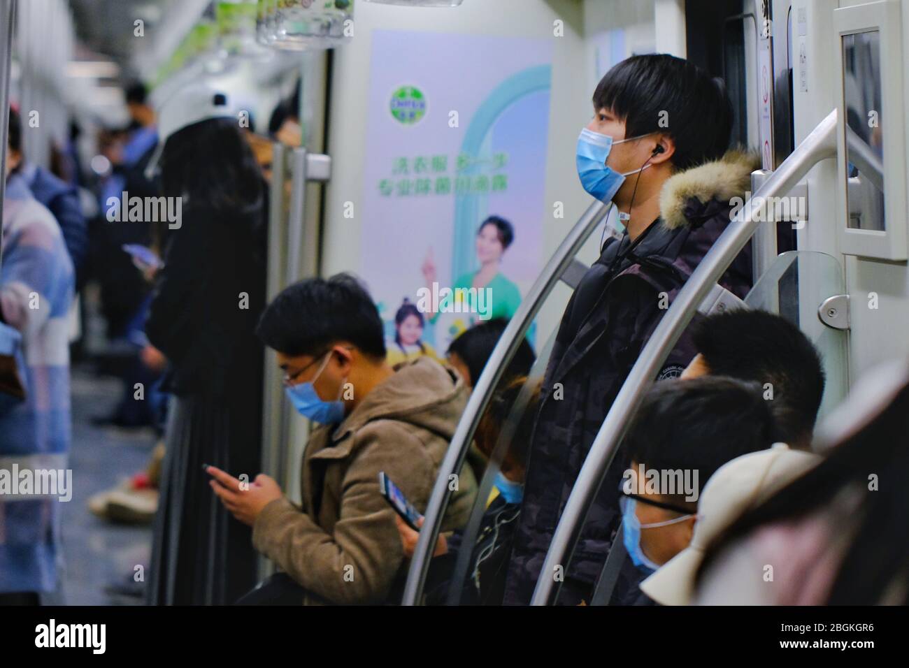 Crowd of people take subway to go home after whole-day work during ...