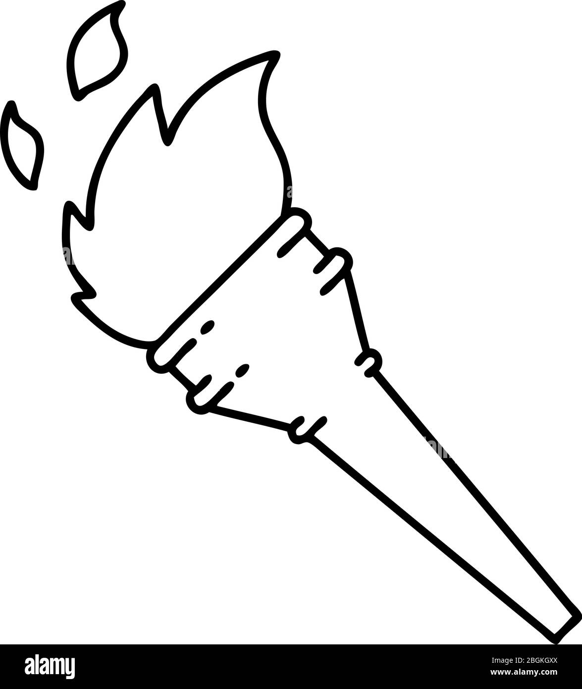 tattoo in black line style of a lit torch Stock Vector Image & Art - Alamy