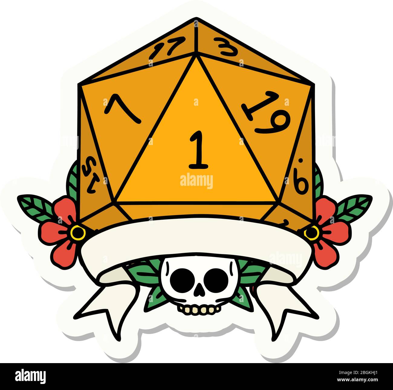 sticker of a natural one d20 dice roll Stock Vector Image & Art - Alamy