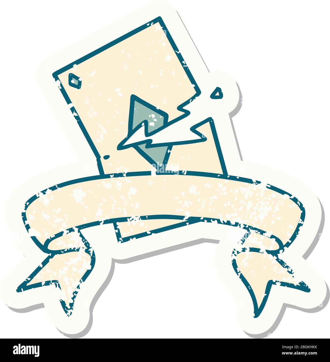 worn old sticker with banner of a torn card Stock Vector Image & Art ...