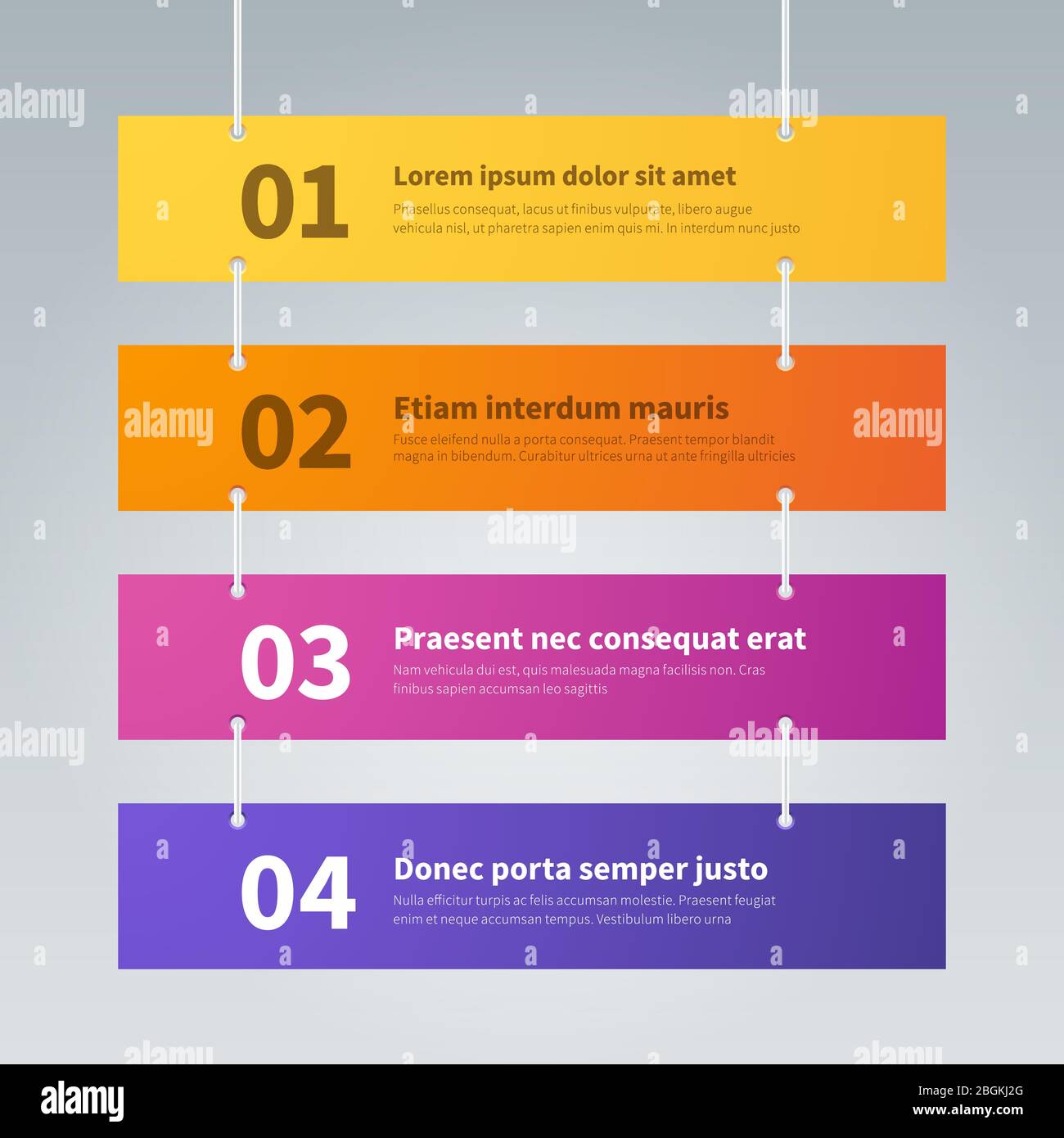 Infographic step banners. Color hanging labels, tab with options and ...