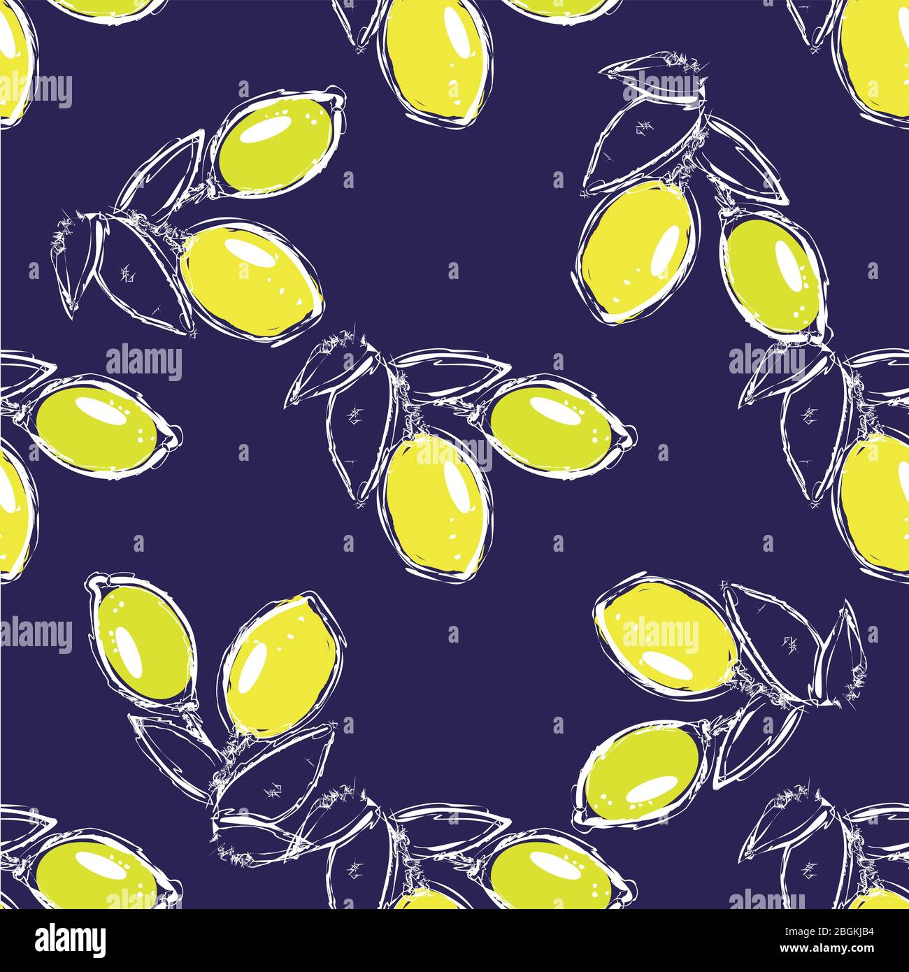 Vector illustration seamlless pattern lemon on dark blue color Stock ...