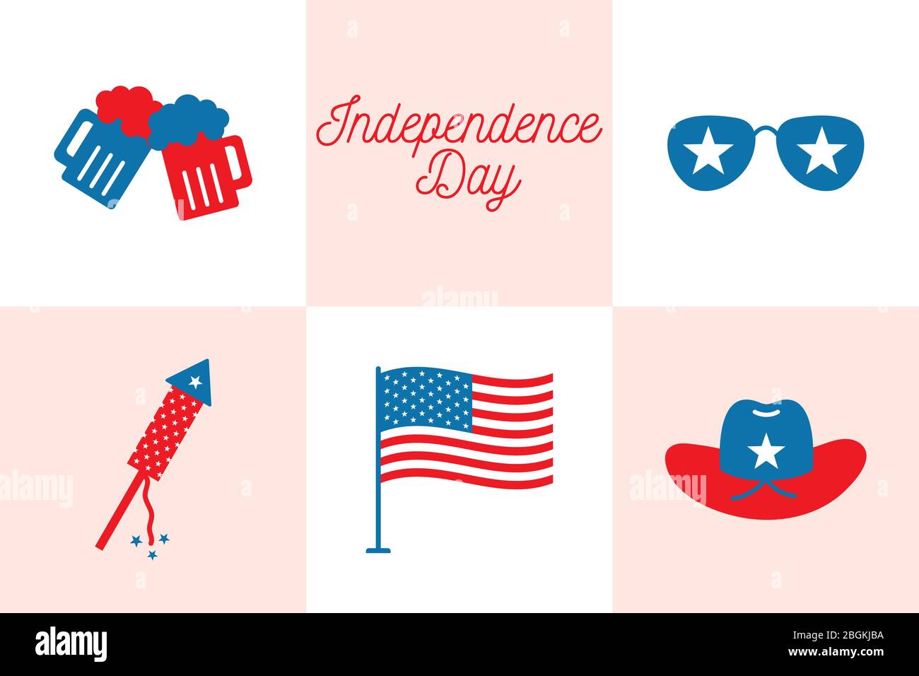 Independence day flat style icon set vector design Stock Vector Image ...