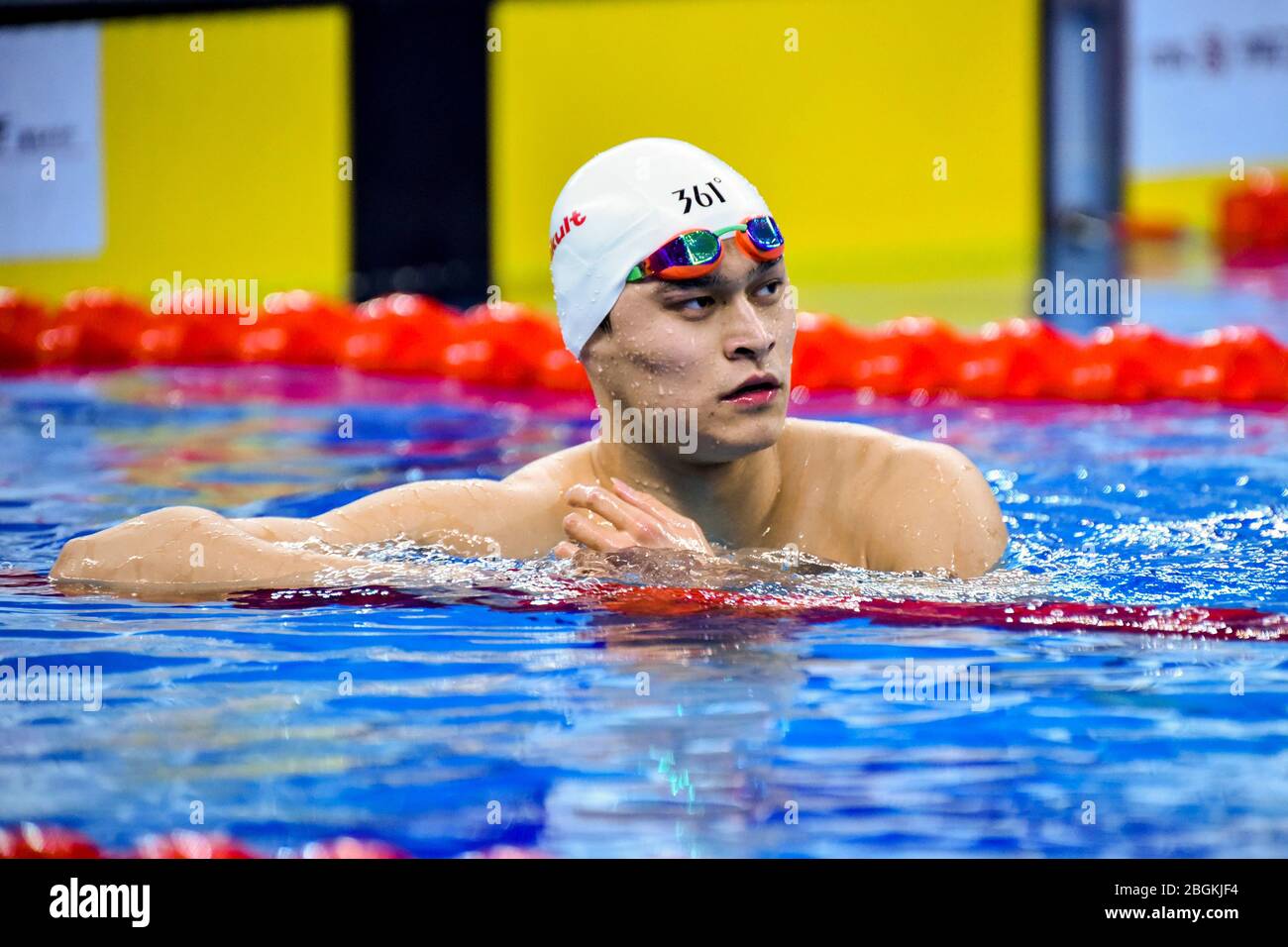 --File--Sun Yang swims in a swimming pool at the 2019 National Swimming ...