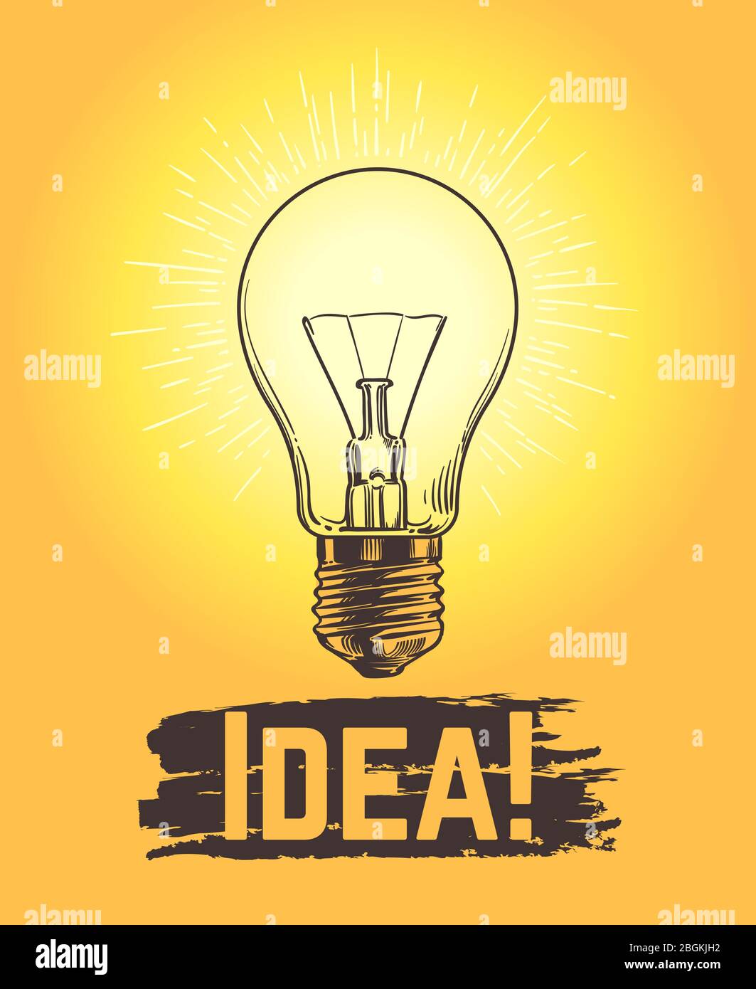 Sketch light bulb. New business and creative idea vector concept with ...