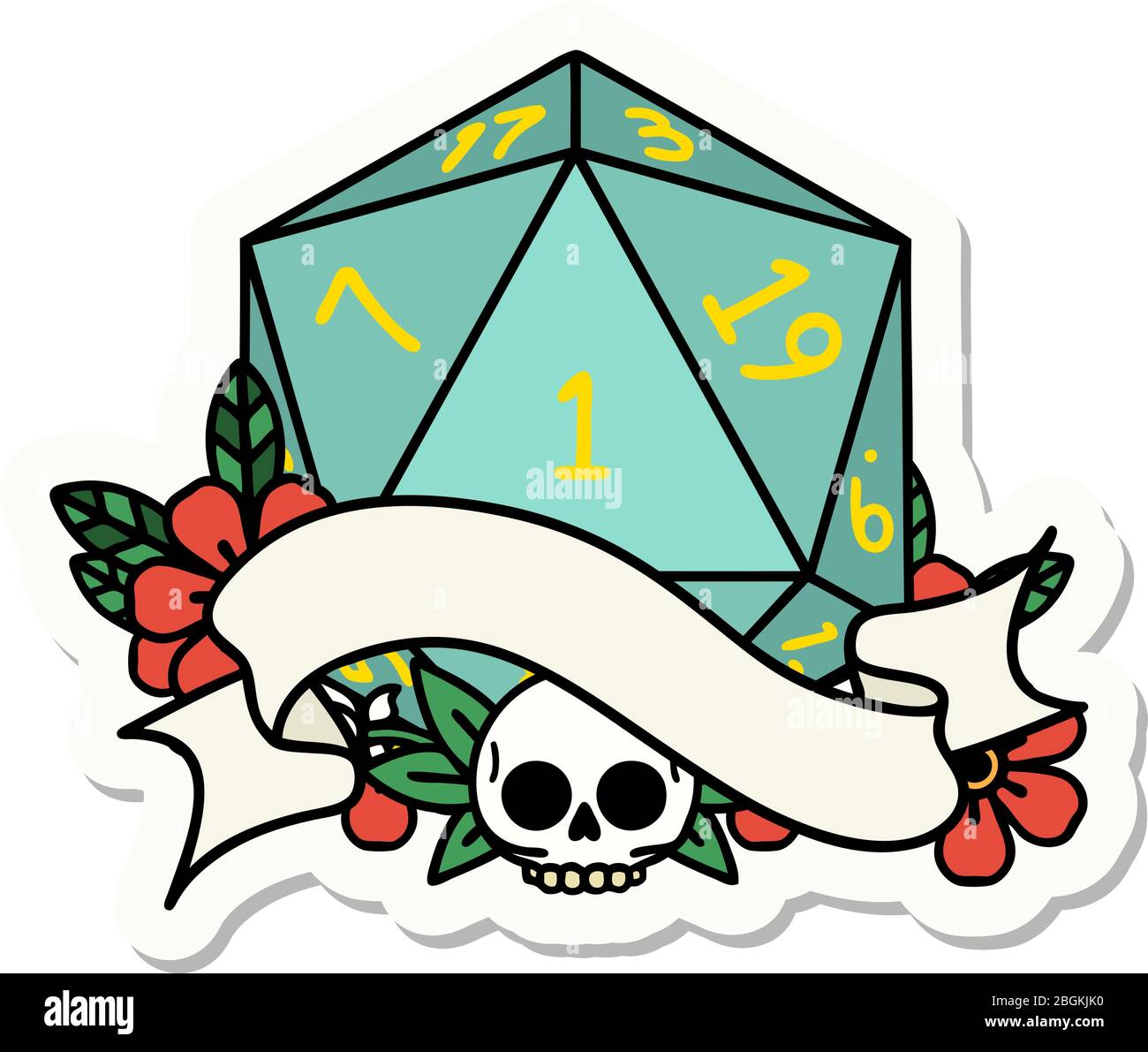 sticker of a natural one d20 dice roll Stock Vector Image & Art - Alamy