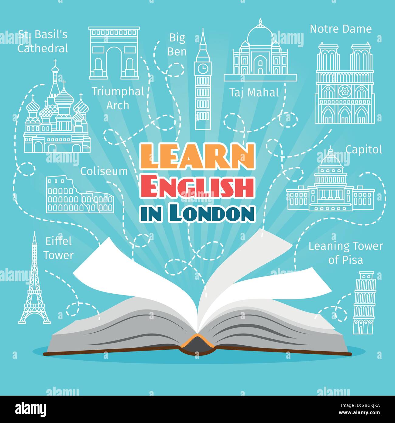 Abroad Language School. Studying foreign languages concept. Vector ...