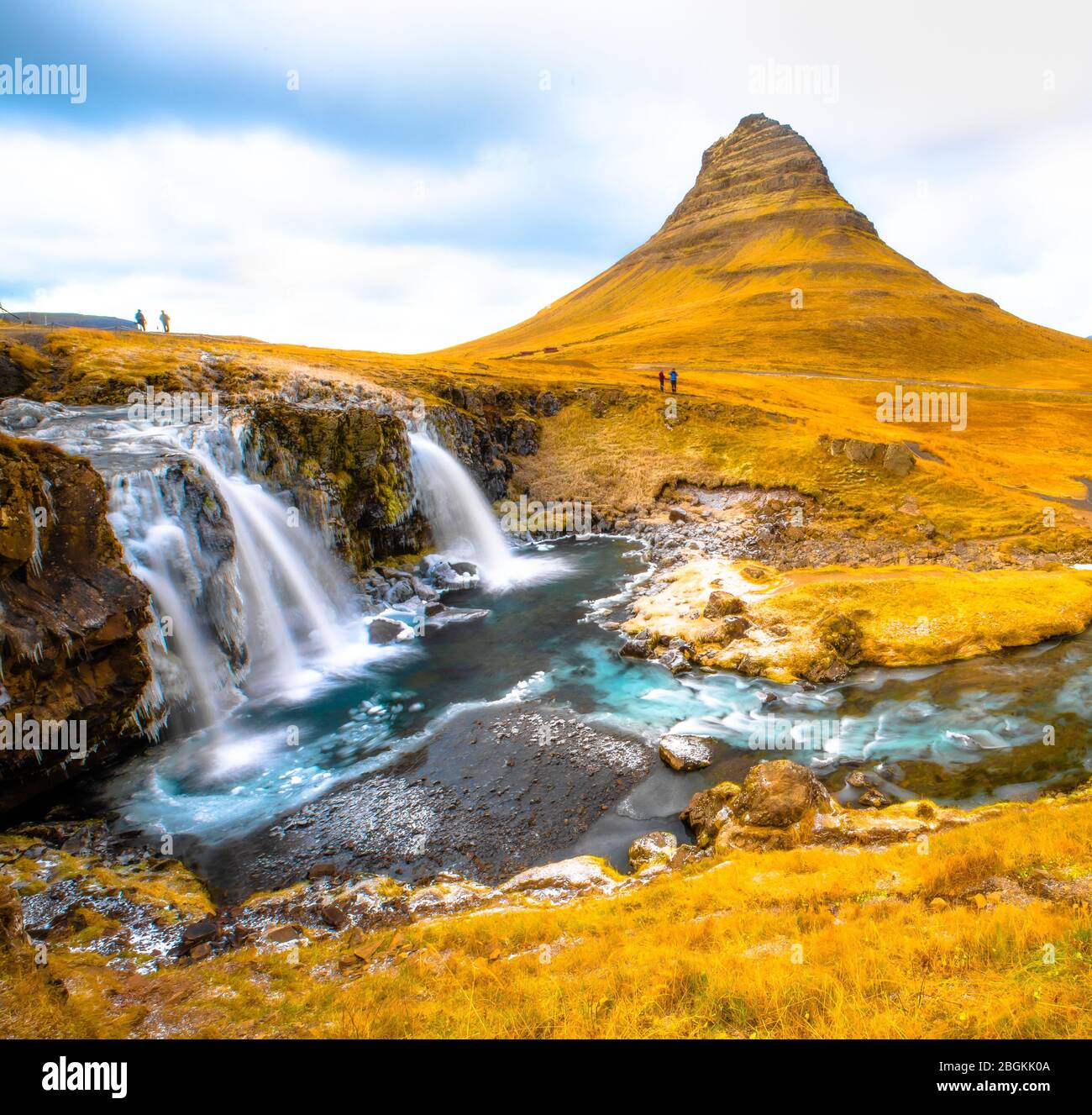 Iceland landscape with waterfalls and mountains Stock Photo - Alamy