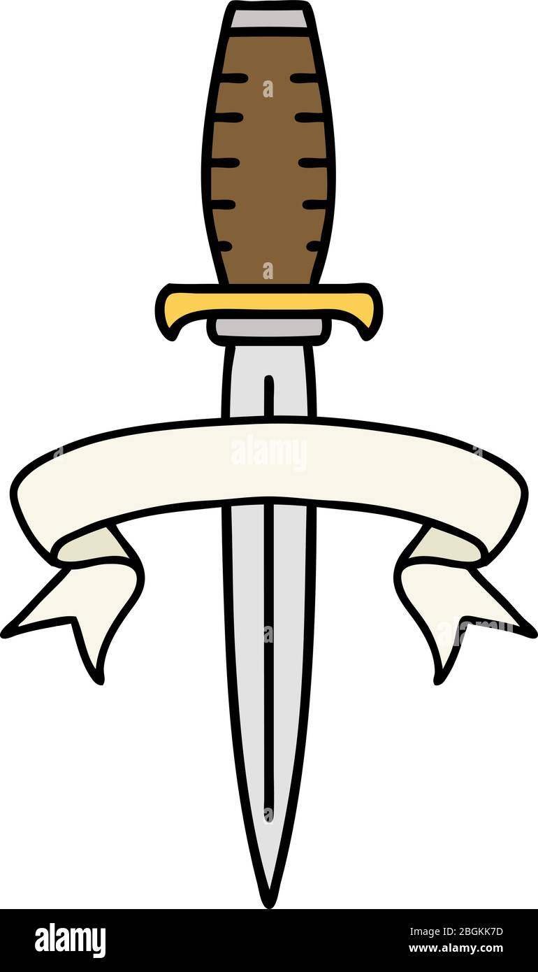 Traditional Dagger Banner Tattoo