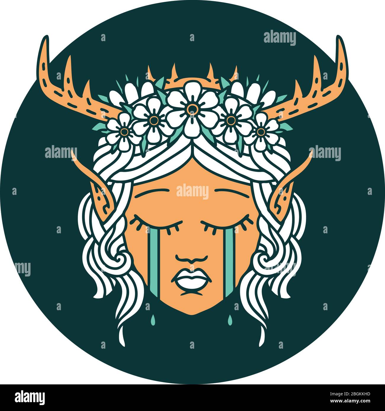 icon of crying elf druid character face Stock Vector Image & Art - Alamy