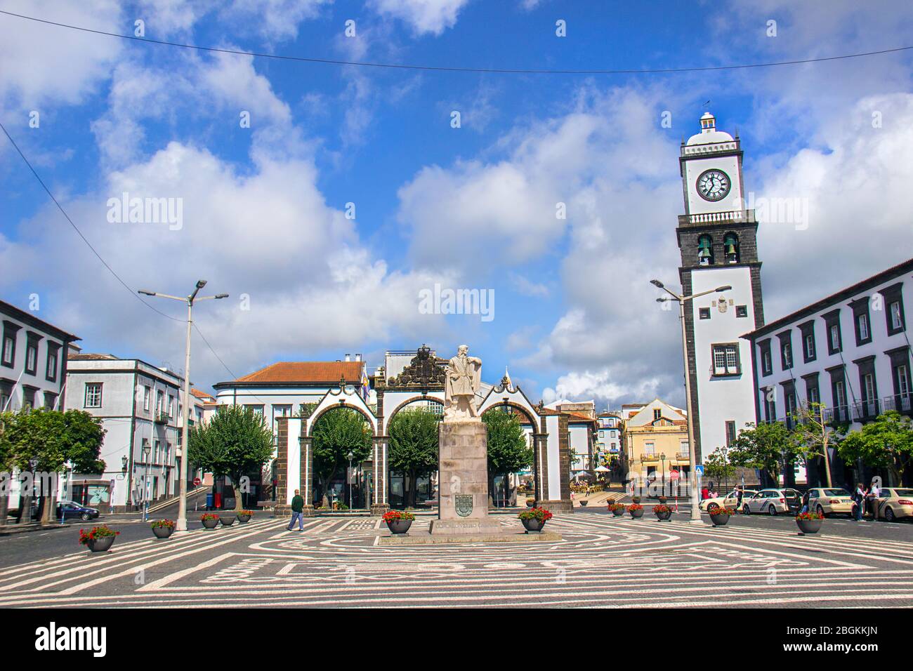 urban scenery at Ponta Delgada, capital city of the Azores at São ...