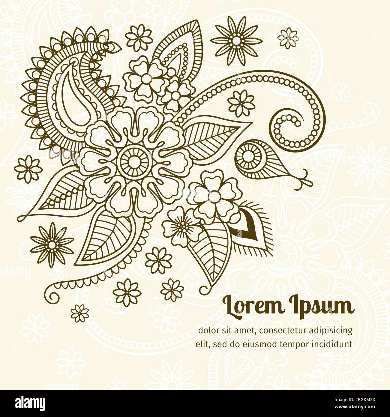 Vector abstract floral elements in mehndi indian style Stock Vector ...