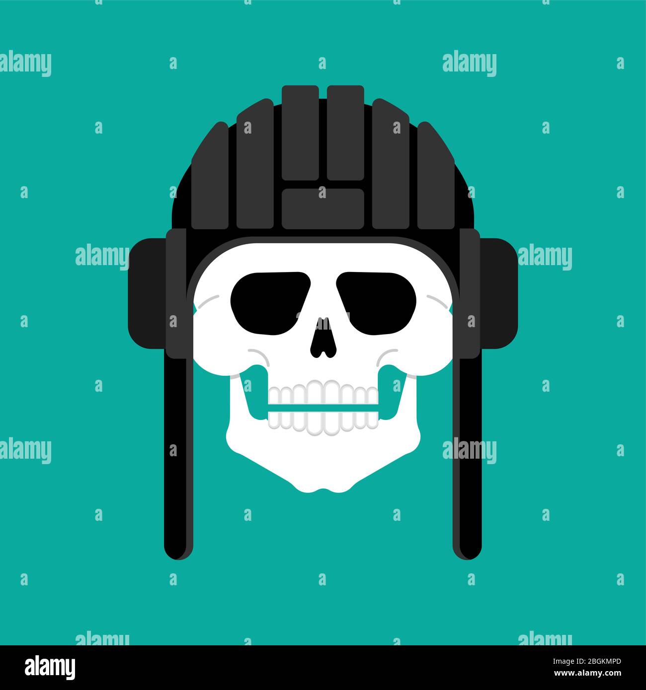 Skull in tank helmet. Tanker trooper skeleton head Stock Vector Image ...