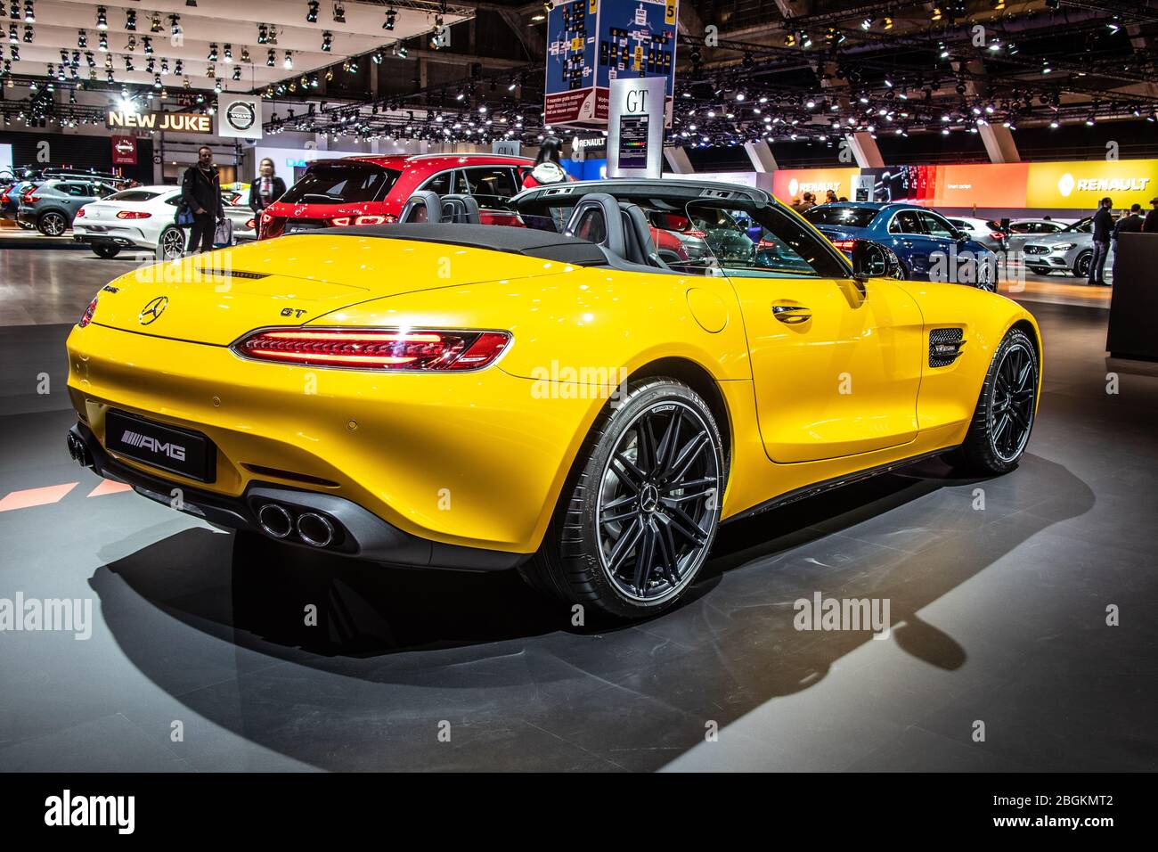 Brussels, Belgium, Jan 2020 Mercedes-AMG GT Roadster V8 bi-turbo with ...