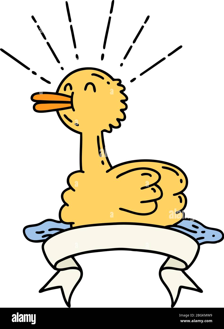 scroll banner with tattoo style swimming duck Stock Vector Image & Art ...