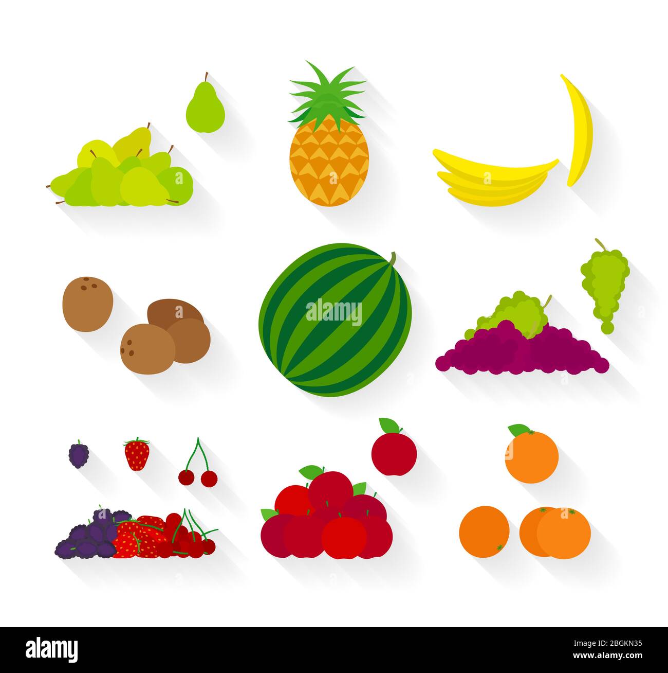 Different fruit in flat style. Fruits vector icons Stock Vector Image ...