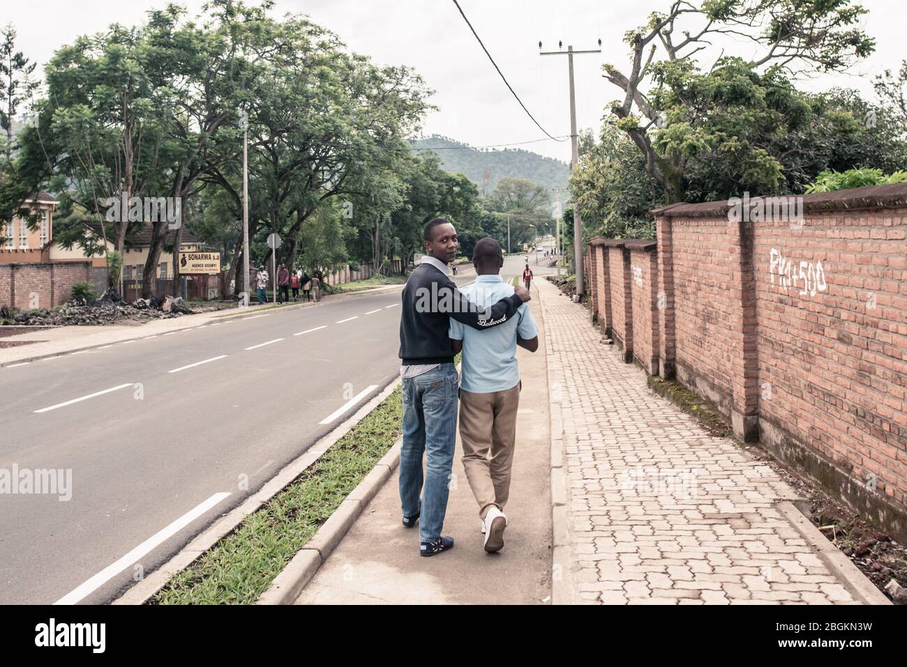 Gisenyi, Rwanda - October 25, 2016: Two young African men walking ...