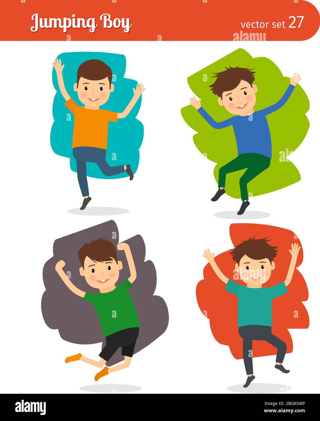 Jumping boy vector character. Jumping cheerful children Stock Vector ...