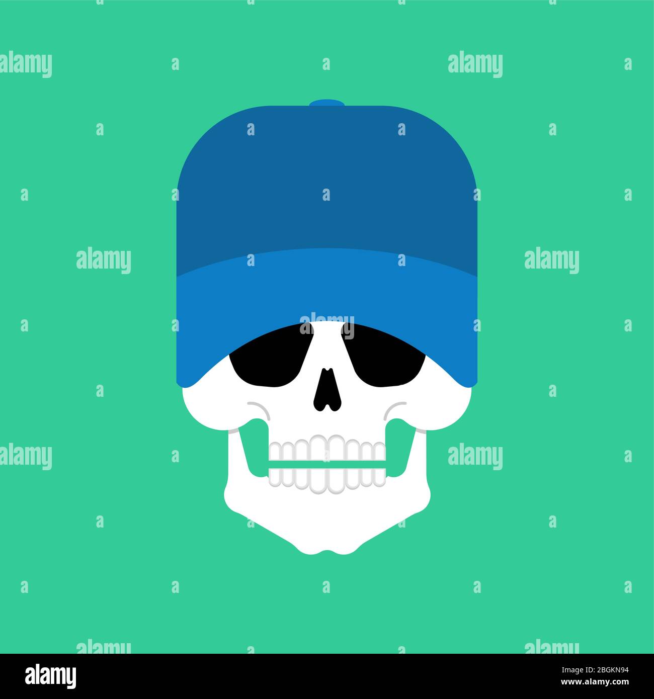 Skull in baseball cap. skeleton head. vector illustration Stock Vector ...