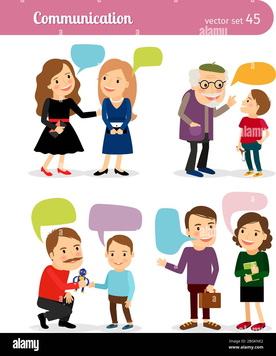 People conversations. Dialogues with speech bubbles. Vector ...