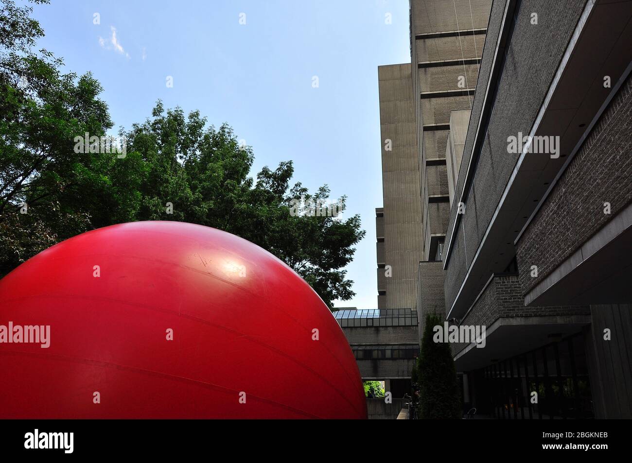 A huge red ball is installed as public art exhibitions between ...