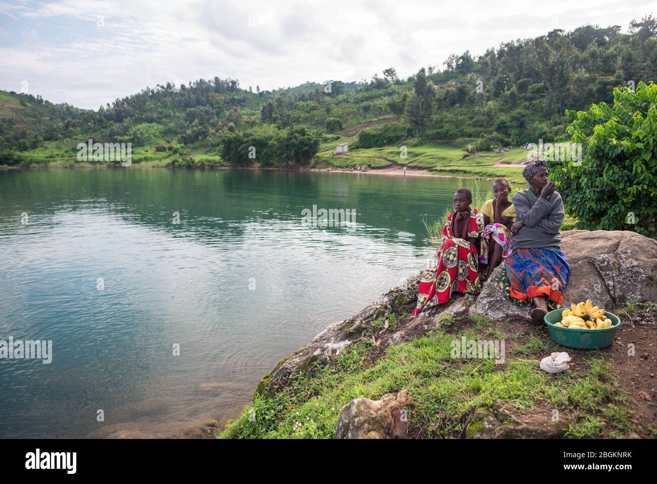 Rwanda countryside, Rwanda - October 25, 2016: African family waiting ...