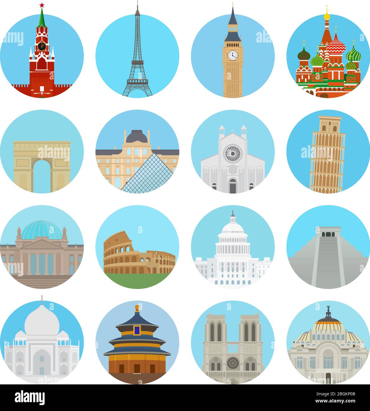 World landmarks icons in modern flat style Stock Vector Image & Art - Alamy