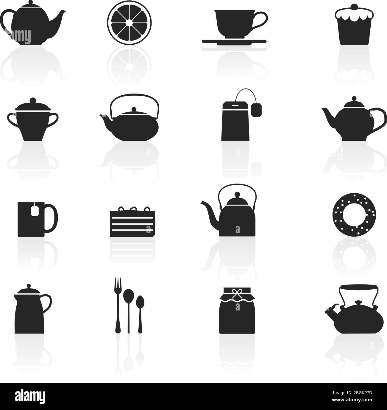 Vector Tea Icons Set on White Background Stock Vector Image & Art - Alamy