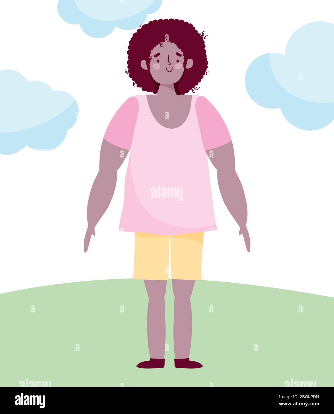 man character standing grass nature outdoor cartoon vector illustration ...