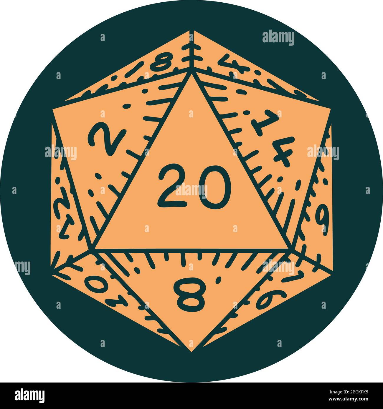 icon of natural 20 D20 dice roll Stock Vector Image & Art - Alamy