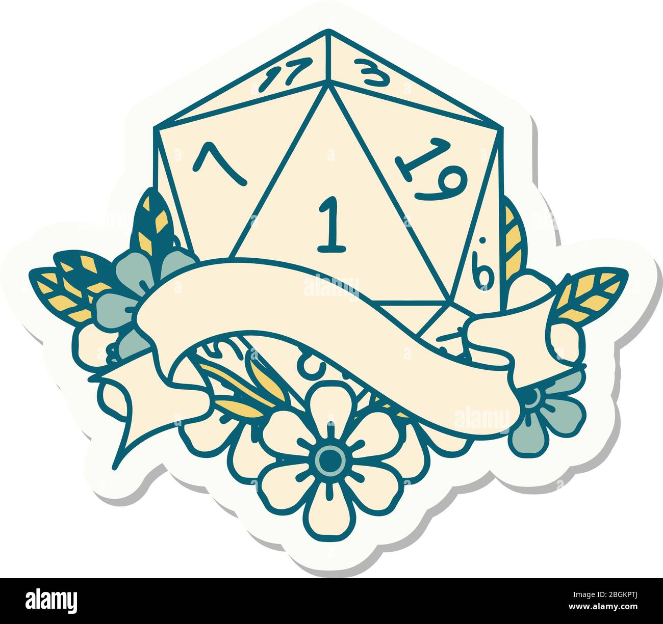 sticker of a natural one d20 dice roll Stock Vector Image & Art - Alamy