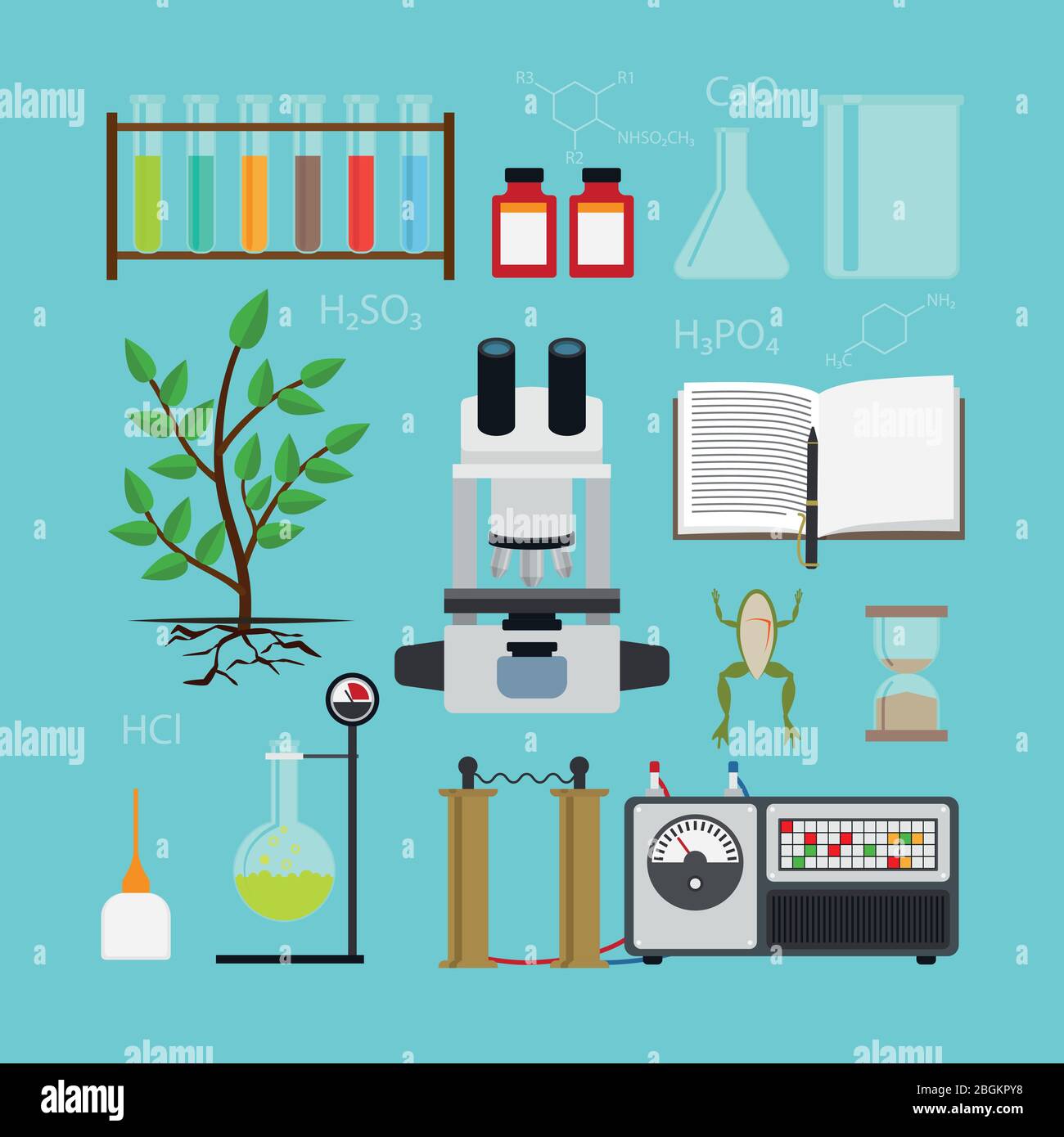 Biology and chemical laboratory icons. Vector illustration Stock Vector ...
