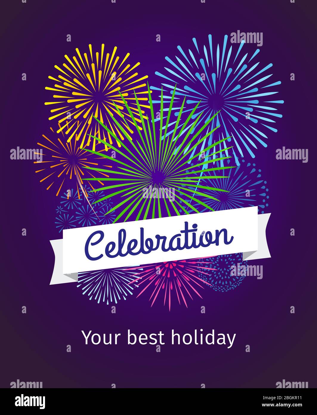 Fireworks background, celebration card or celebration poster template ...