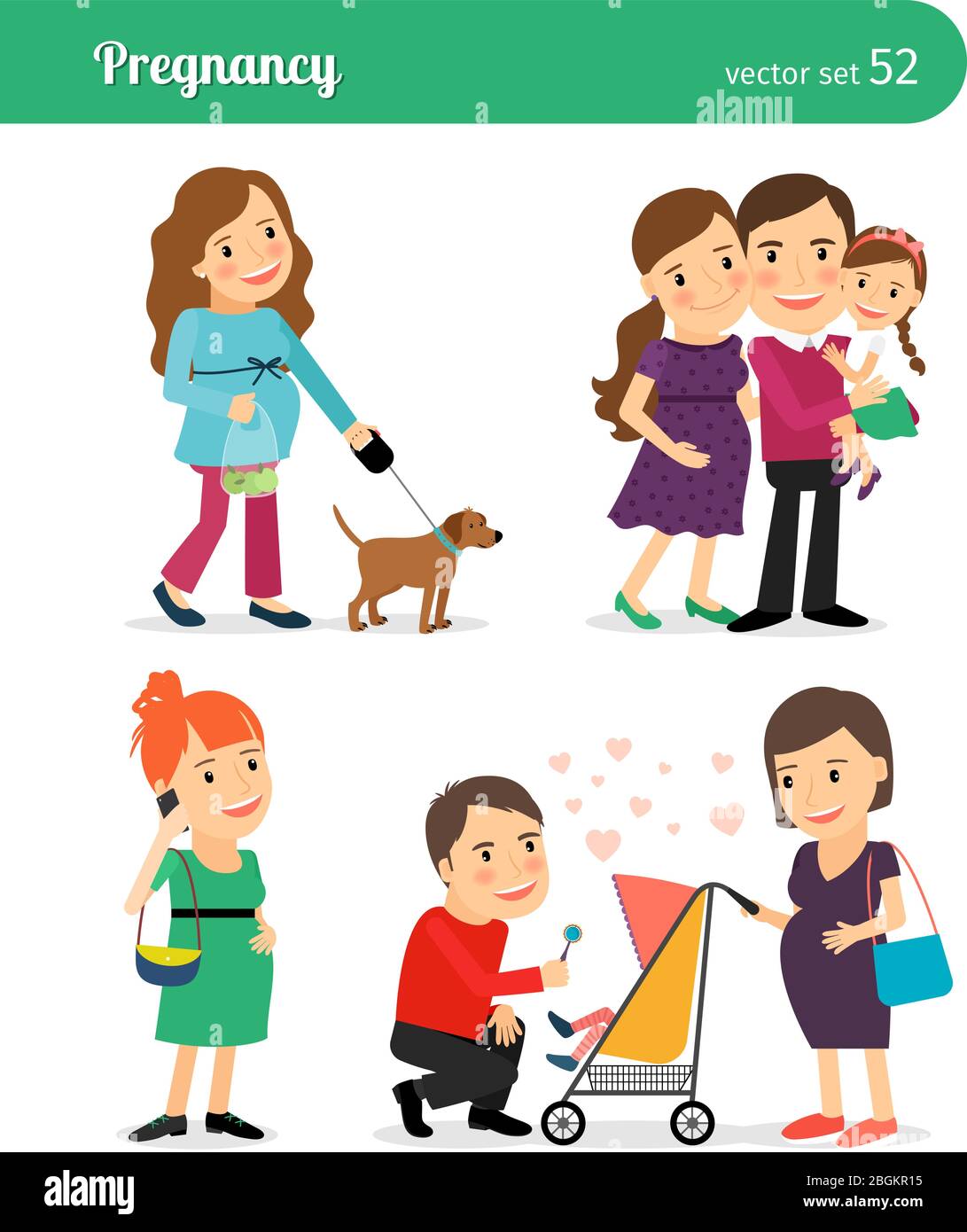 Birth of baby in happy family. Pregnant women and people with newborns ...