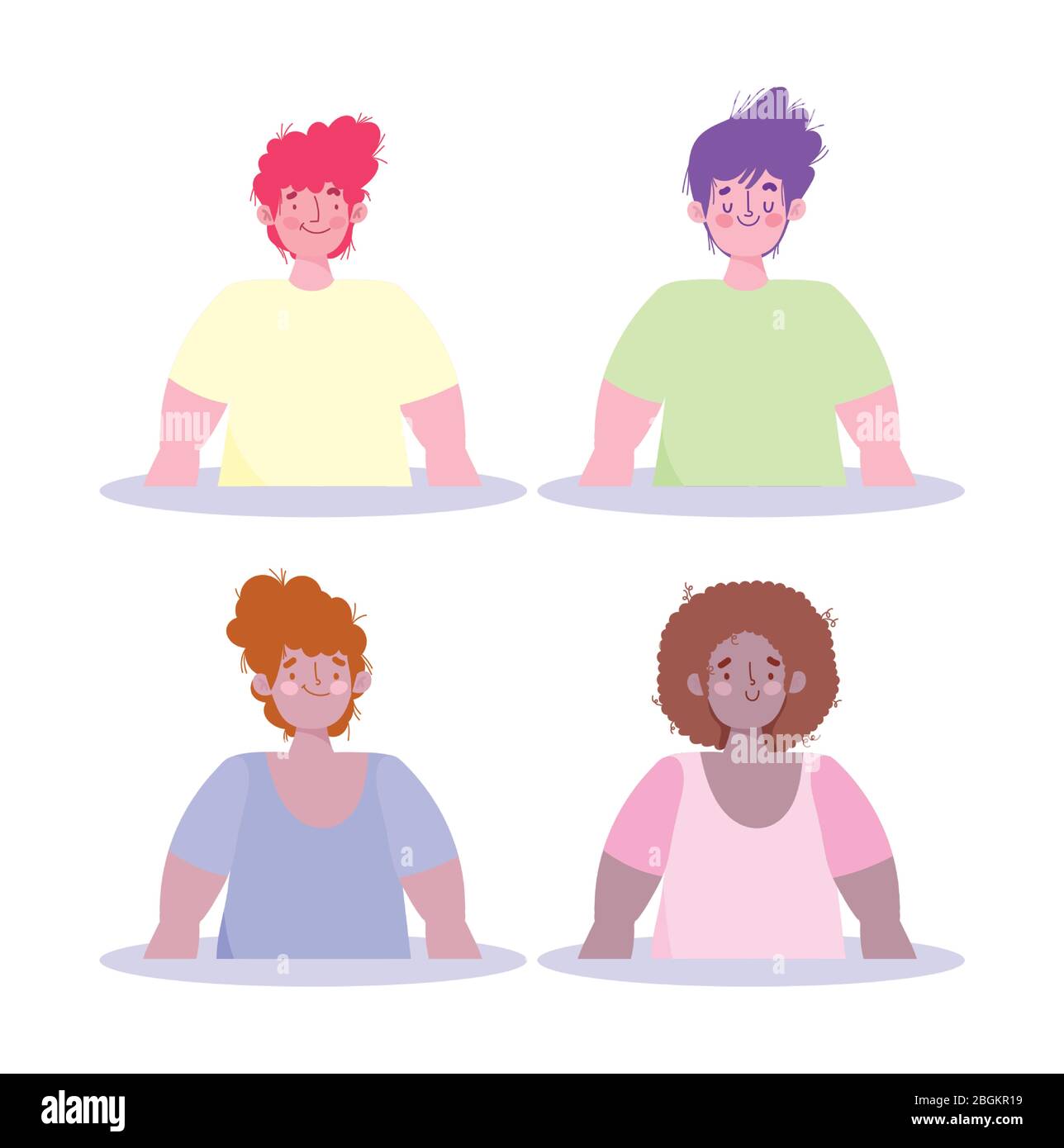 group men cartoon character portrait isolated design vector ...