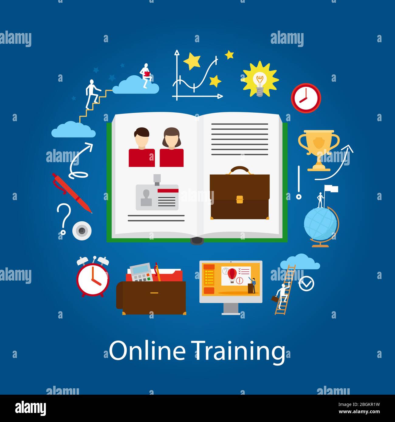Online education and webinar concept. Knowlege improvement technology ...