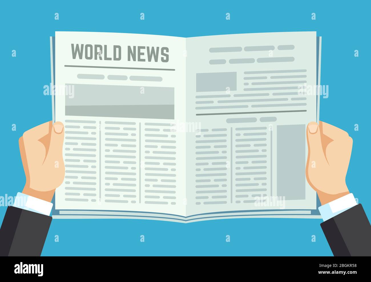 Newspaper in hands. Businessman holding financial gazette. Man reading ...