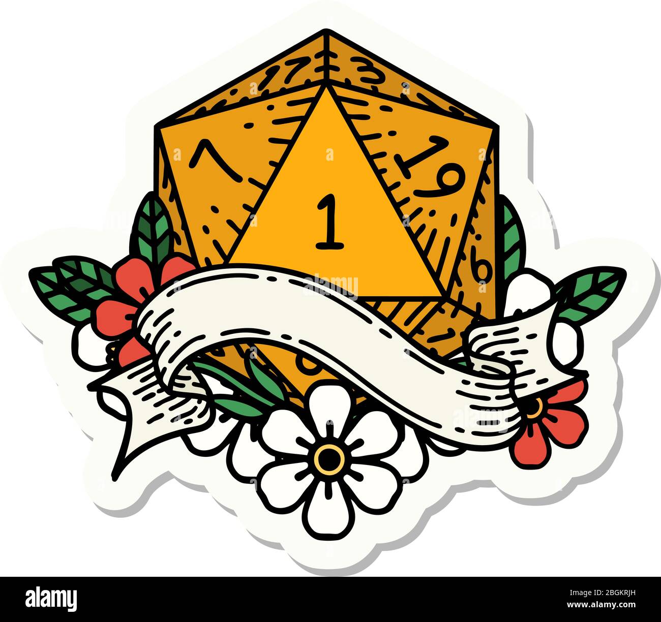 sticker of a natural one d20 dice roll Stock Vector Image & Art - Alamy