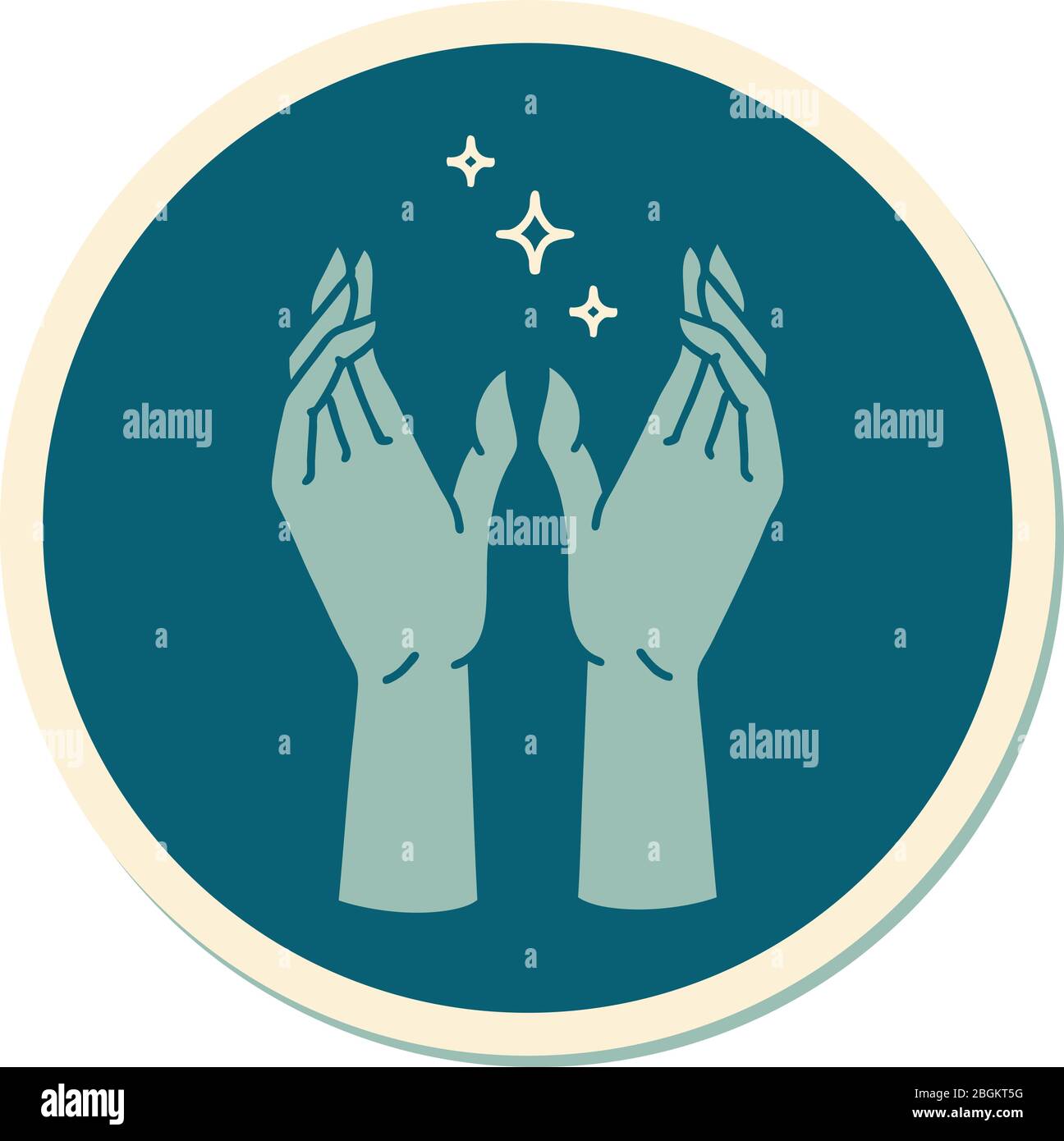 sticker of tattoo in traditional style of reaching hands Stock Vector ...