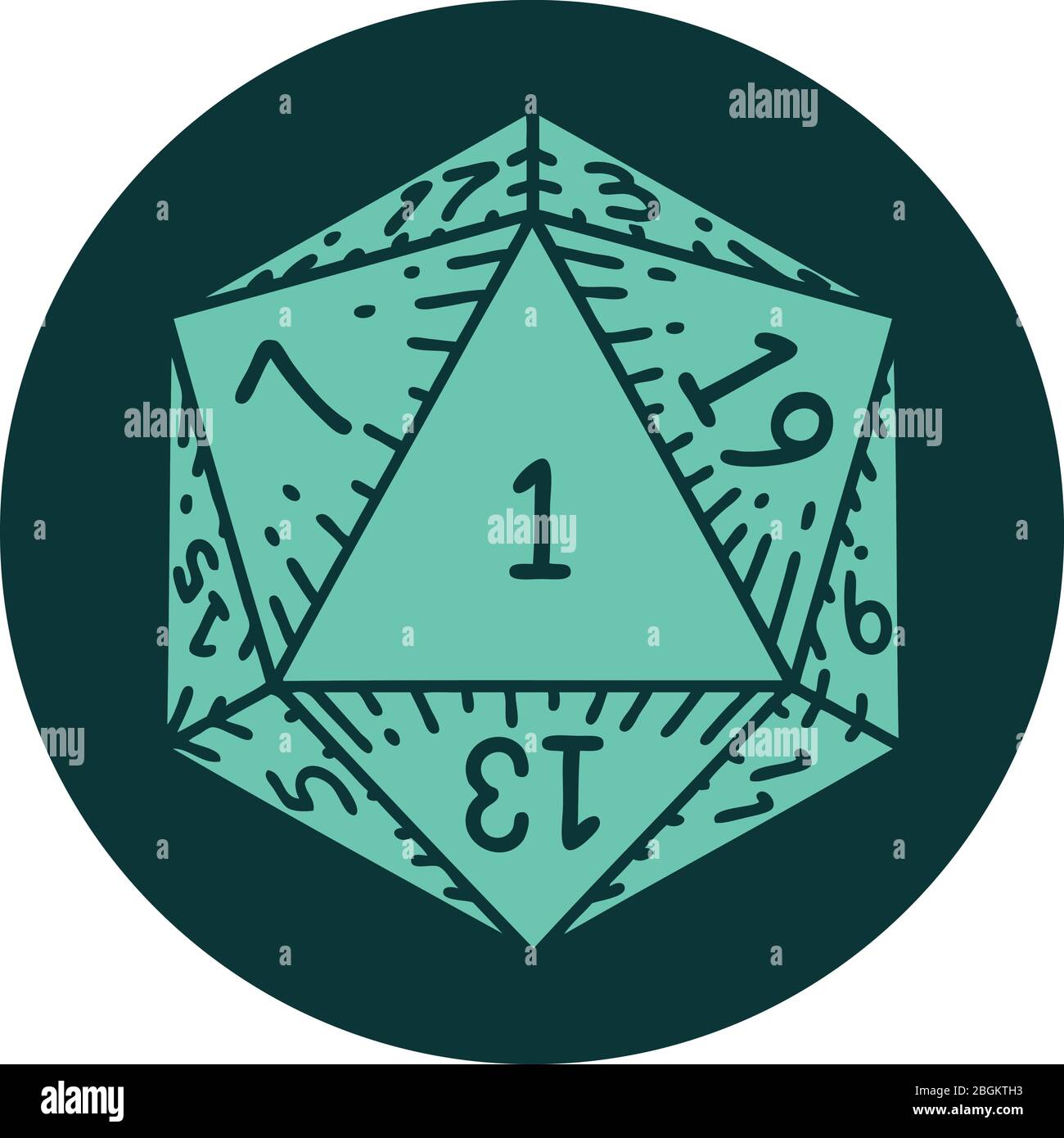 icon of natural 1 D20 dice roll Stock Vector Image & Art - Alamy