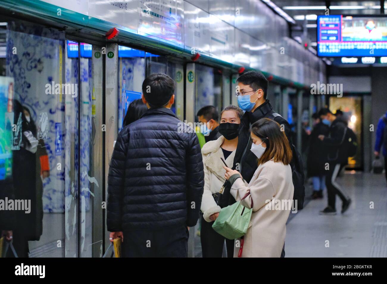 Crowd of people take subway to go home after whole-day work during ...
