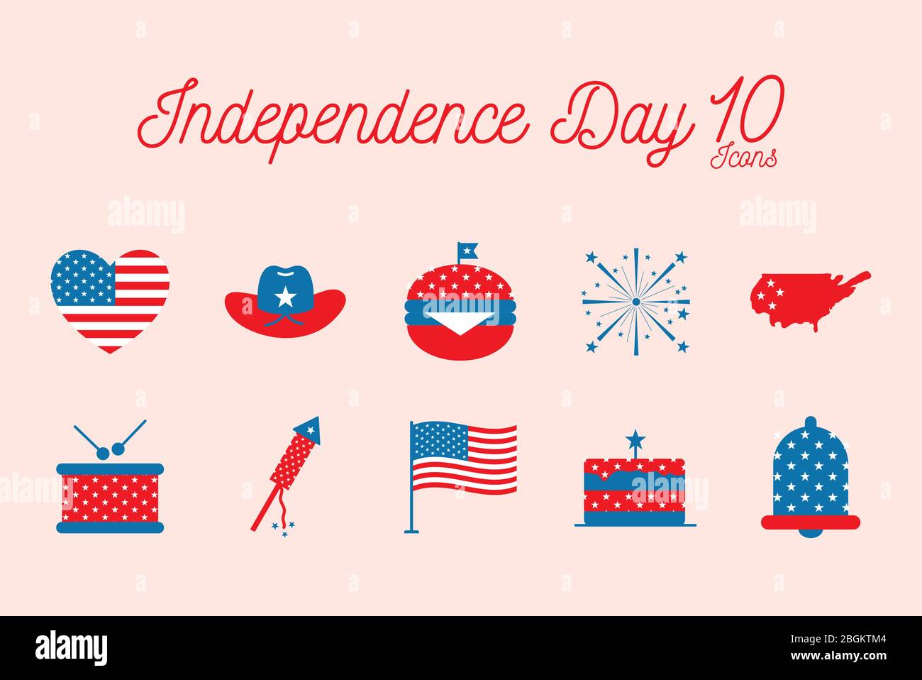10 Independence day flat style icon set vector design Stock Vector ...