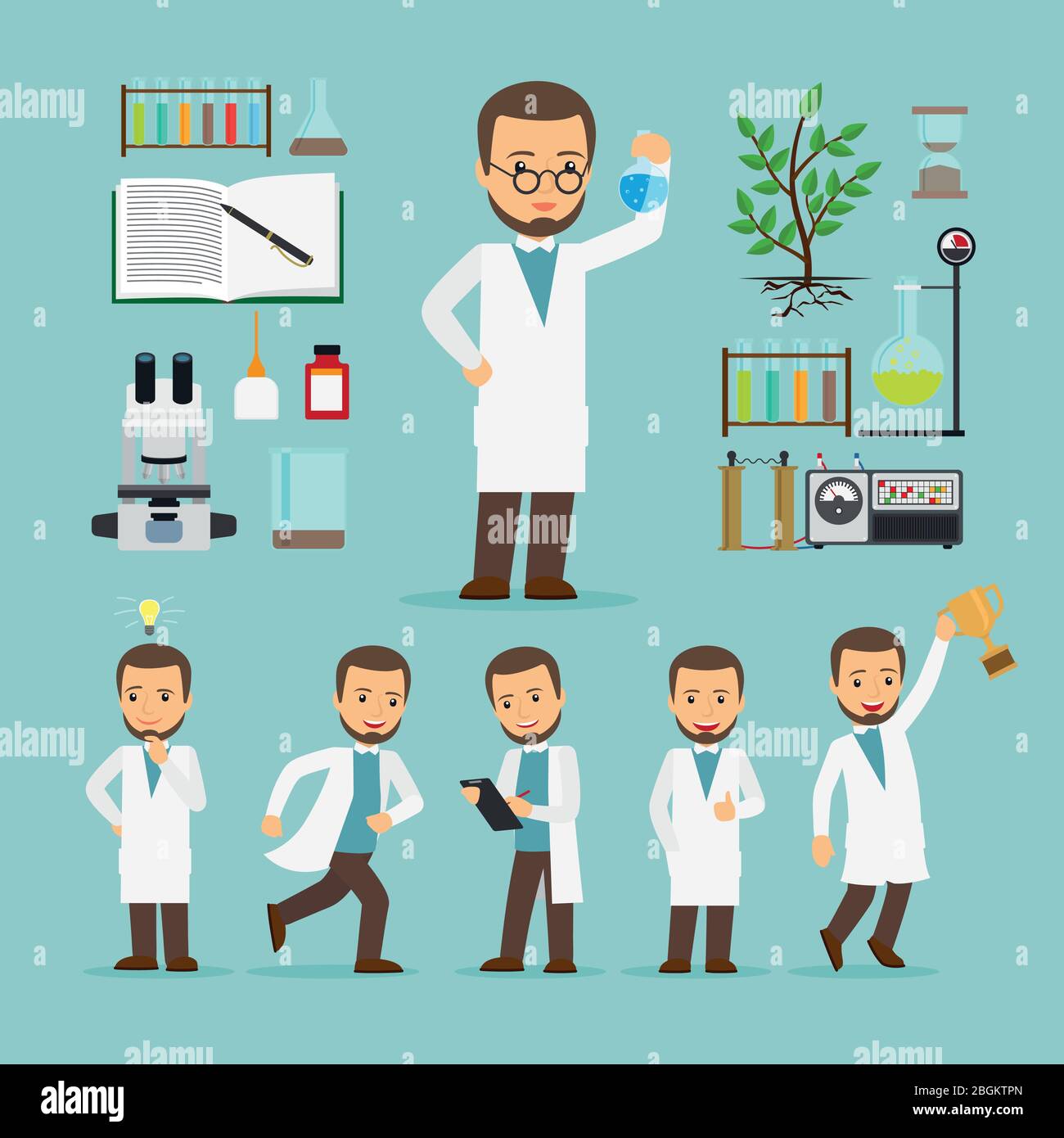 Poses with his invention Stock Vector Images - Alamy