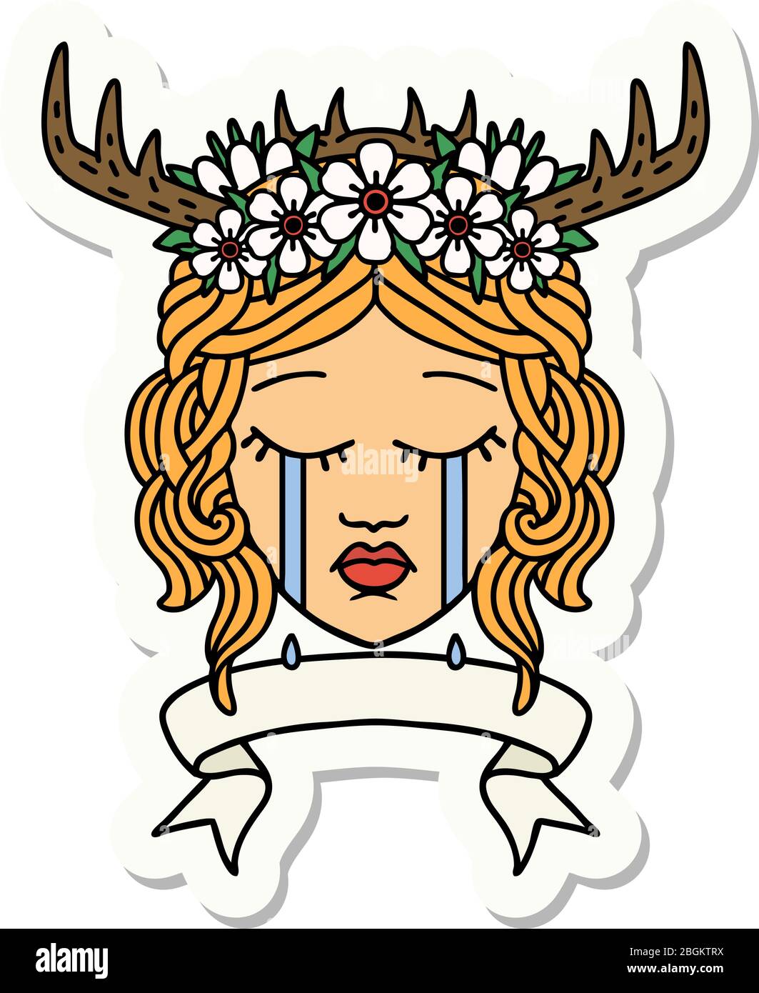 sticker of a crying human druid with banner Stock Vector Image & Art ...