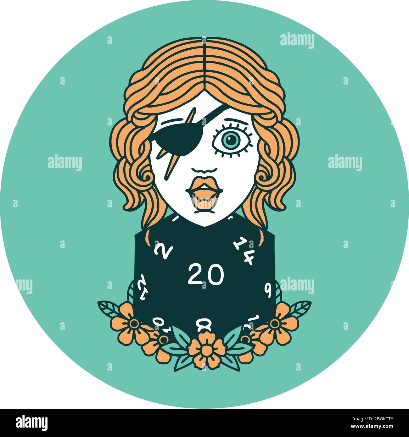 icon of human rogue with natural twenty dice roll Stock Vector Image ...