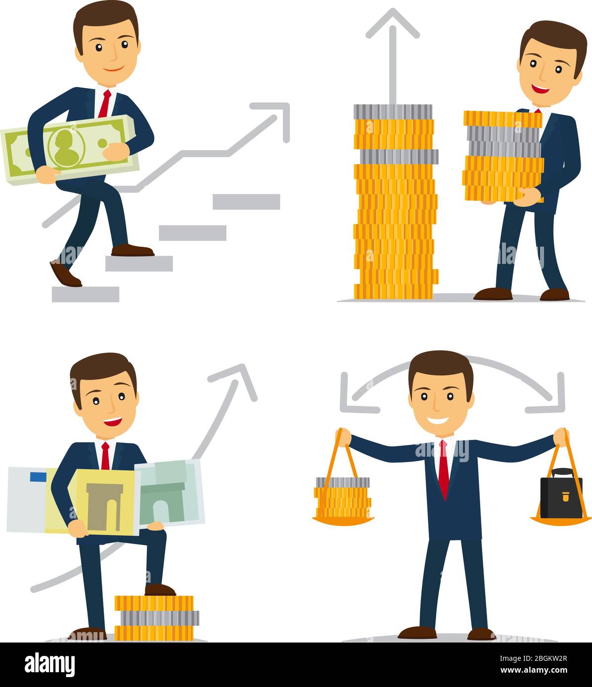 Happy businessman and money. Revenue growth, profitable business and ...