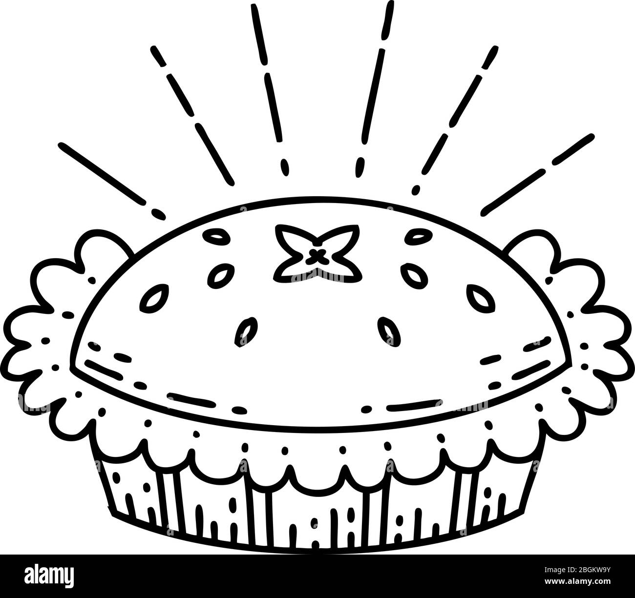 illustration of a traditional black line work tattoo style amazing pie ...