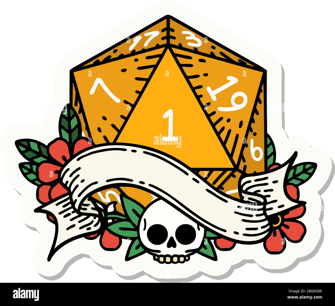 sticker of a natural one d20 dice roll Stock Vector Image & Art - Alamy