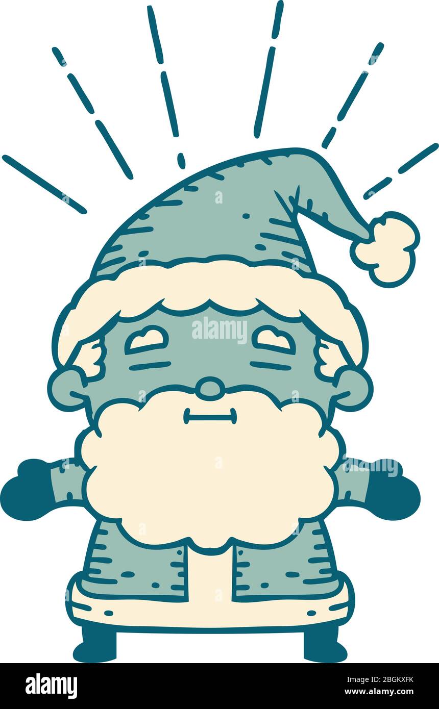illustration of a traditional tattoo style santa claus christmas ...